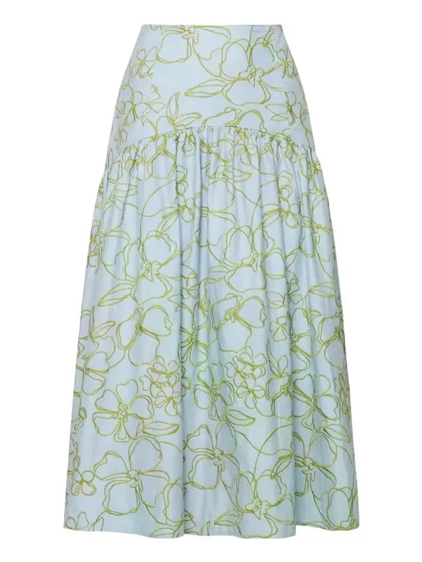 Cinq À Sept Zoanne Floral Print Midi Skirt - Blue