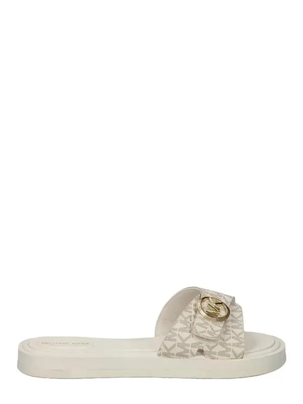 Michael Kors Logo Buckle Slides - Neutrals