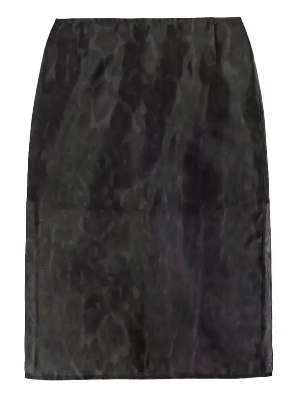 Apparis Tyra Leopard Print Midi Skirt - Black