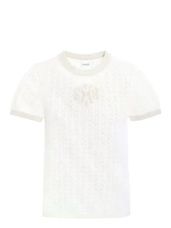 BARRIE Logo Appliqué Knitted Top - Neutrals
