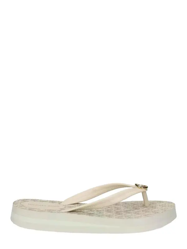 Michael Kors Posie Logo Charm Flip Flops - Neutrals