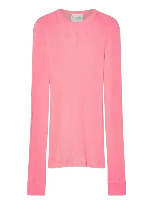 FORTE_FORTE Ribbed Long-sleeve Top - Pink