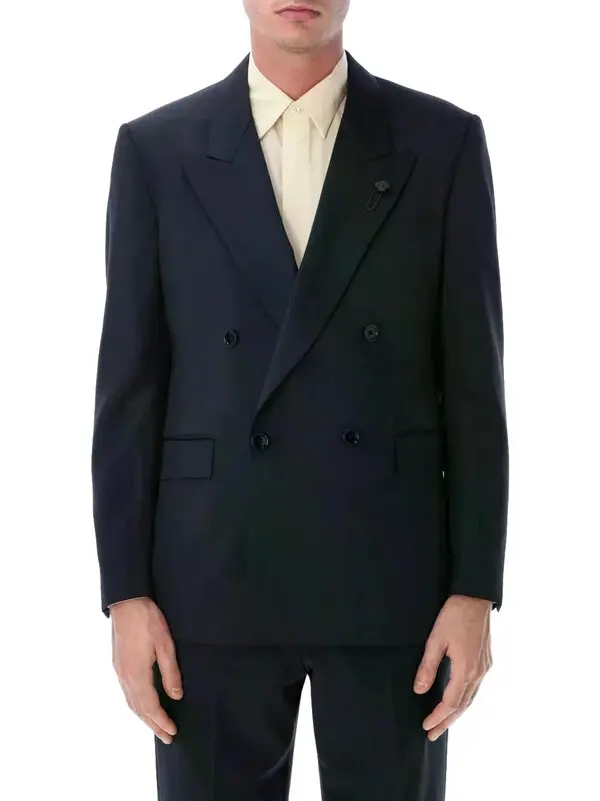 LARDINI Double-breasted Four-button Blazer - Blue