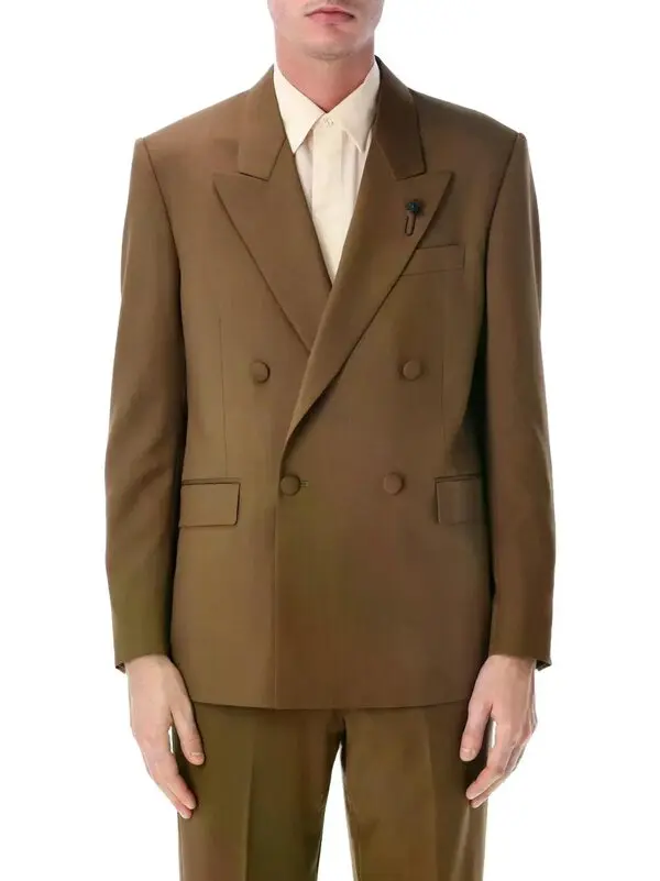 LARDINI Double-breasted Four-button Jacket - Brown