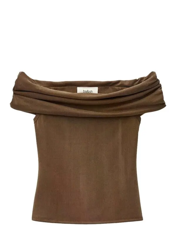 Ba&sh Bene Gathered Off-the-shoulder Top - Brown