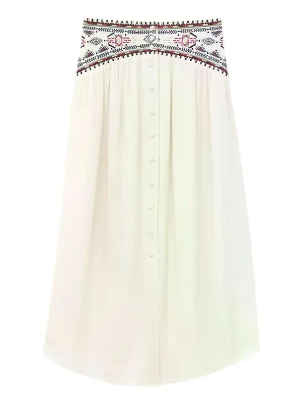 Ba&sh Tilana Embroidered Buttoned Skirt - Neutrals