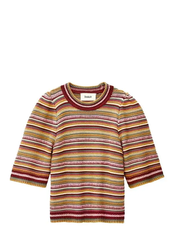 Ba&sh Striped Knitted T-shirt - Red