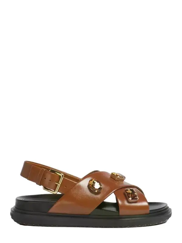 Marni Crisscross Crystal Sandals - Brown