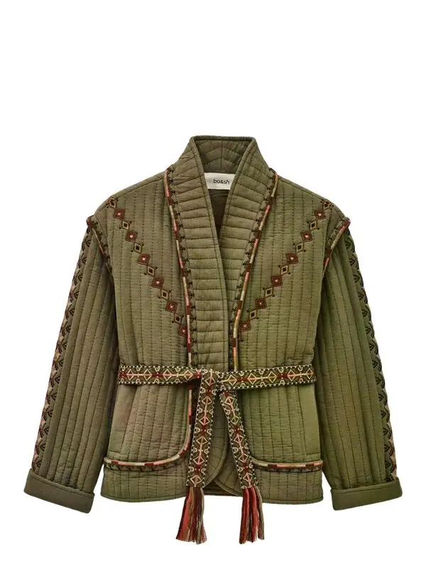 Ba&sh Quilted Embroidered Jacket - Green