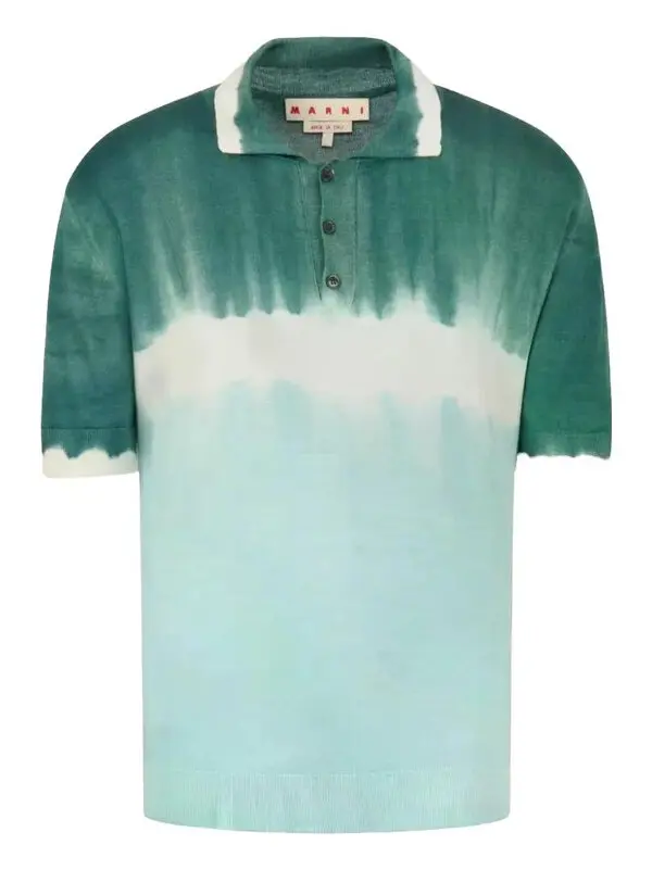 Marni Tie-dye Ribbed Polo Shirt - Green