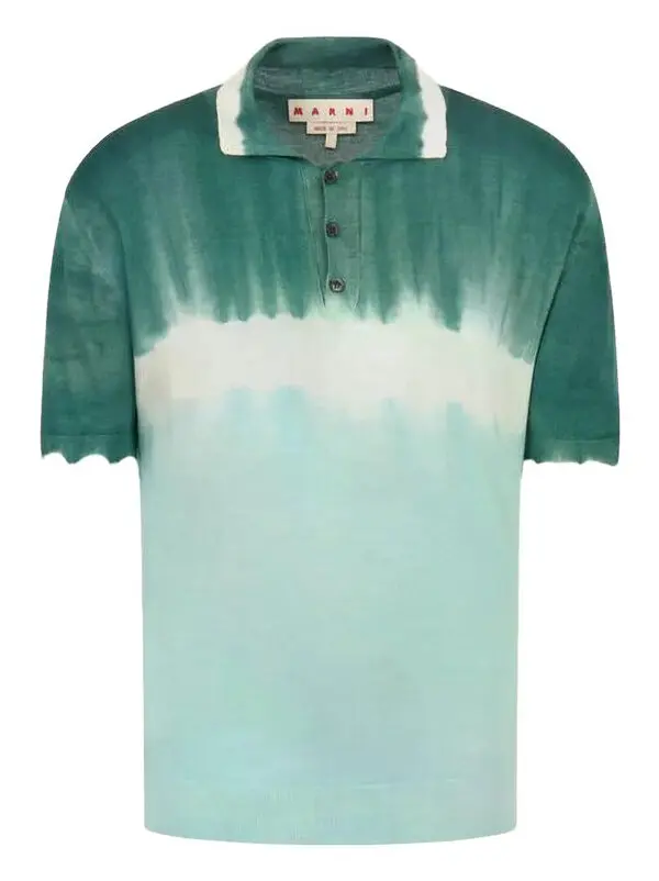 Marni Wool-silk Polo Shirt With Tie-dye Effect - Green