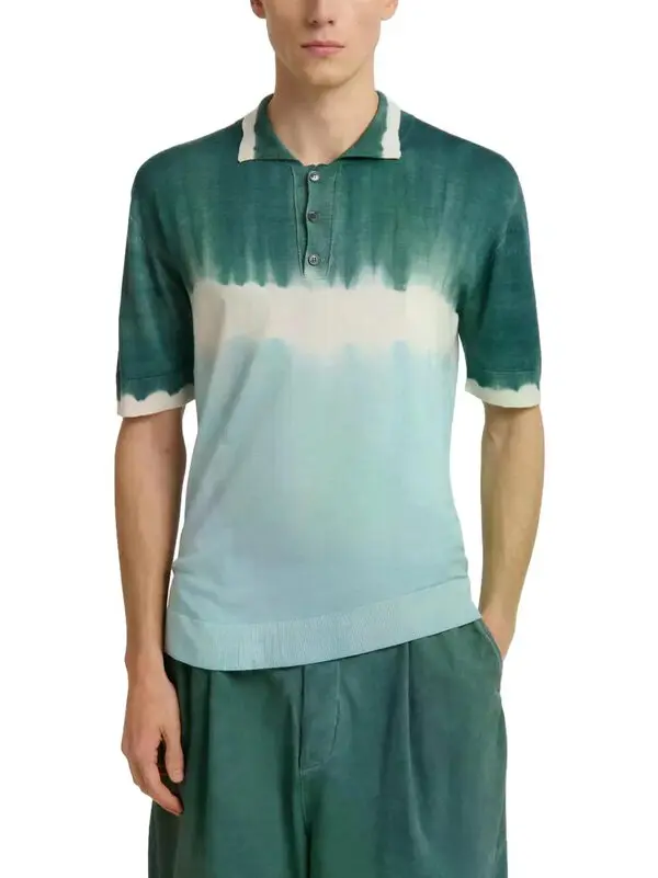 Marni Wool-silk Polo Shirt With Tie-dye Effect - Green