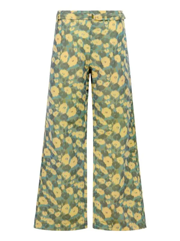 Marni Floral Wide-leg Trousers - Blue