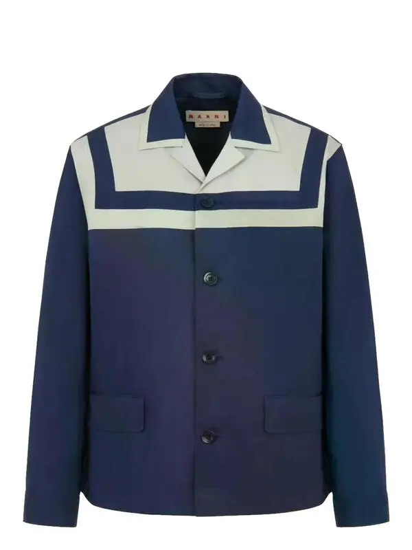 Marni Striped Yoke Cuban Blazer - Blue