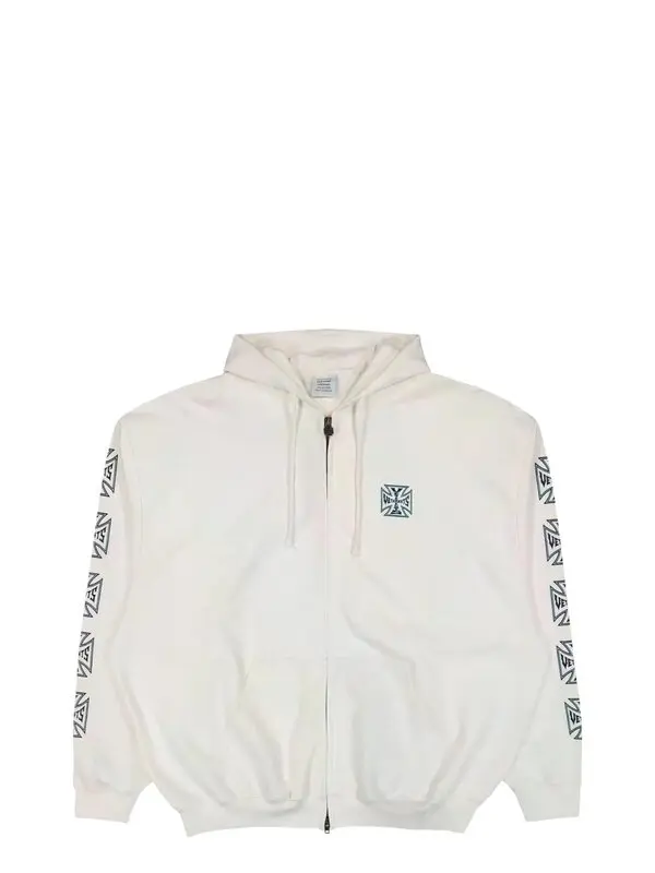 Vetements Logo Zip-up Hoodie - Neutrals