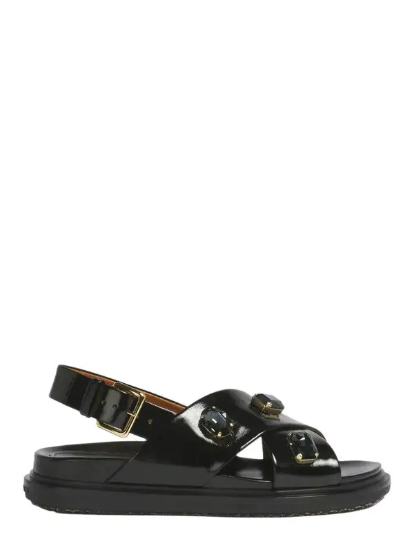 Marni Crisscross Ovine Leather Sandals - Black