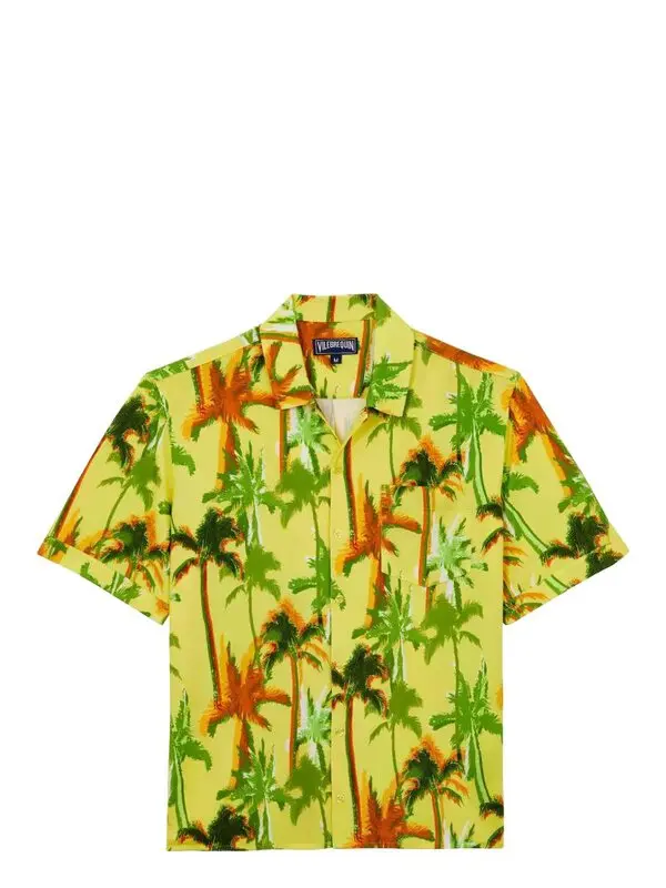 Vilebrequin Palms Offset Cotton Shirt - Yellow