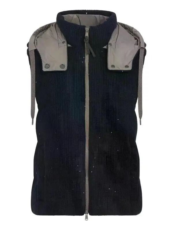 Brunello Cucinelli Hooded Zip Vest - Blue