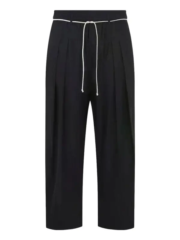 MORDECAI Pleated Drawstring Trousers - Black