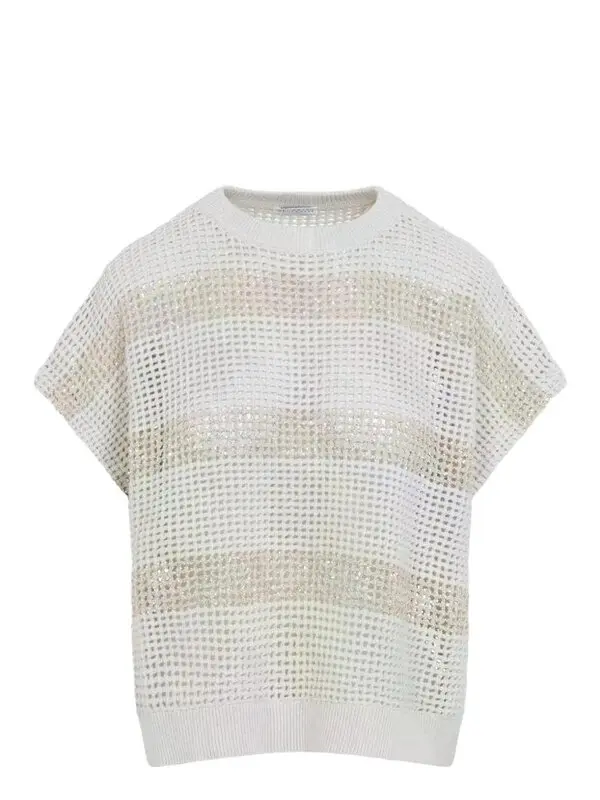 Brunello Cucinelli Striped Knitted Top - White