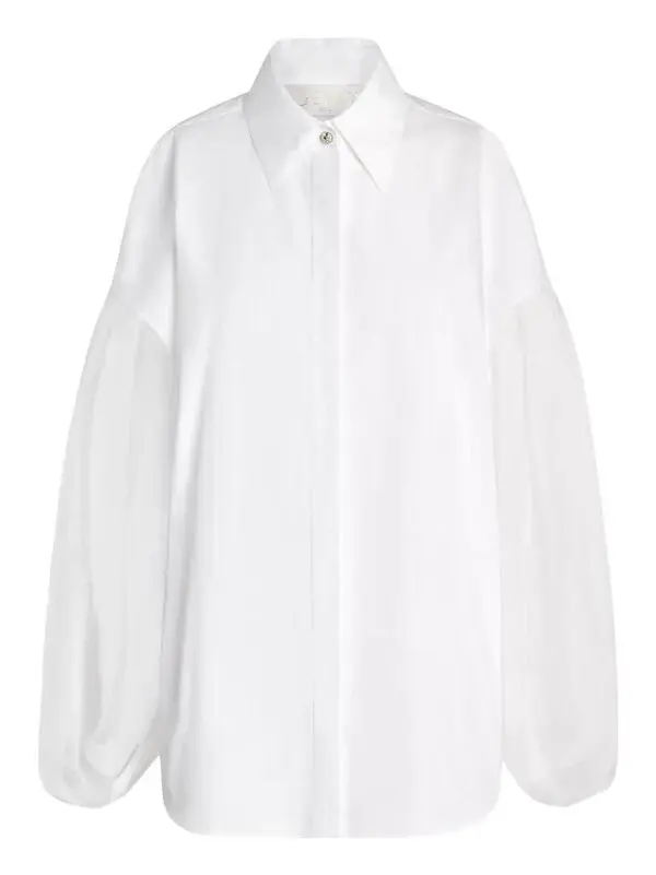 GENNY Sheer-sleeves Shirt - White