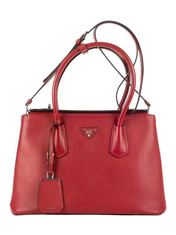 Prada Saffiano-leather Tote Bag With Logo Detail - Red
