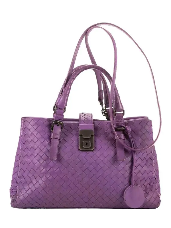 Bottega Veneta Roma Woven Top-handle Tote Bag - Purple