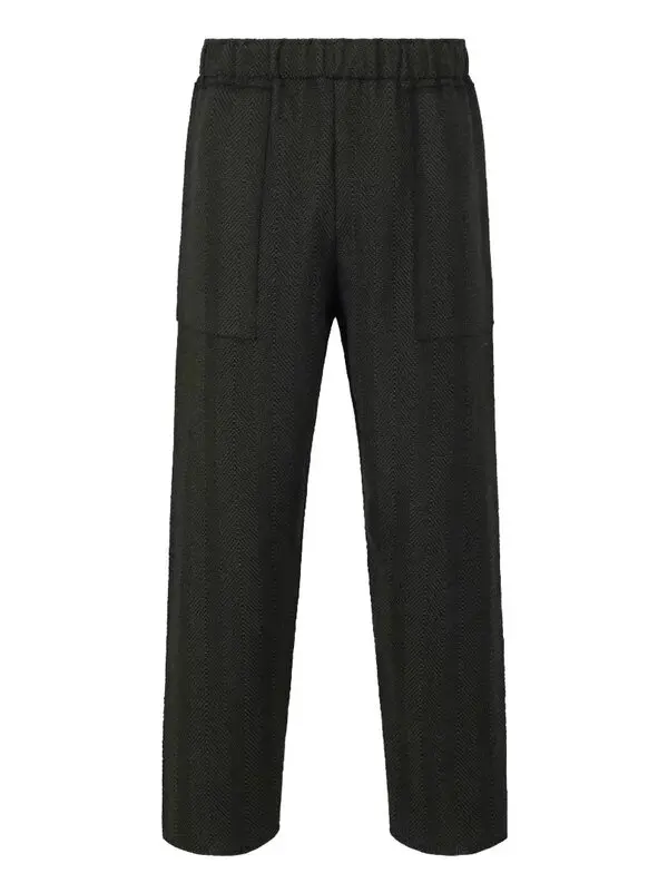 Issey Miyake Herringbone Straight-leg Trousers - Black