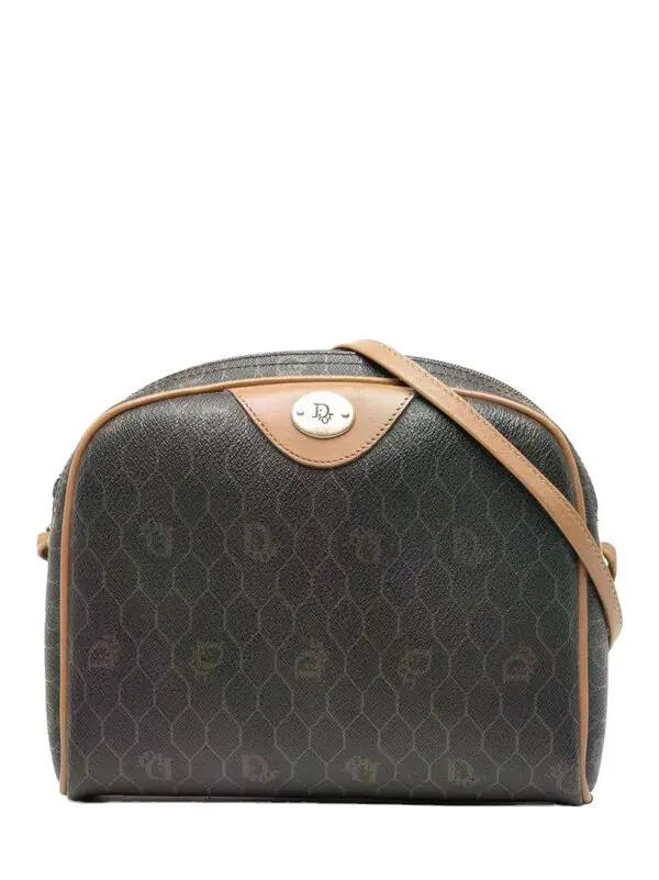 Dior 20th Century Honeycomb Coated Canvas Crossbody Bag - Black
