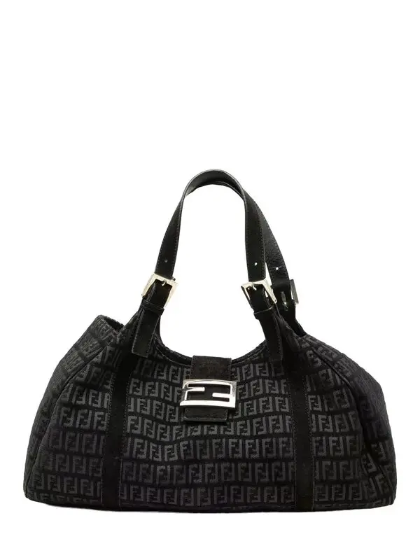 Fendi 2000-2010 Zucchino Canvas Shoulder Bag - Black