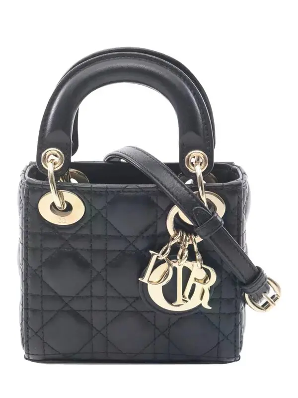 Dior Micro Lambskin Cannage Lady Satchel - Black