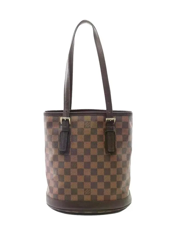 LOUIS VUITTON 1998 Damier Ebene Marais Bucket Bag - Brown