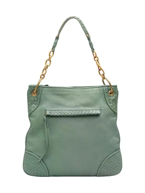 Bottega Veneta 2000-2007 Intrecciato Trimmed Shoulder Bag - Green