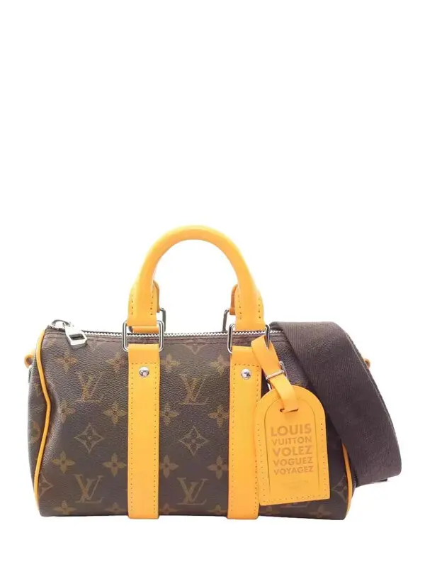 LOUIS VUITTON Monogram Macassar Keepall Bandouliere 25 Satchel - Brown