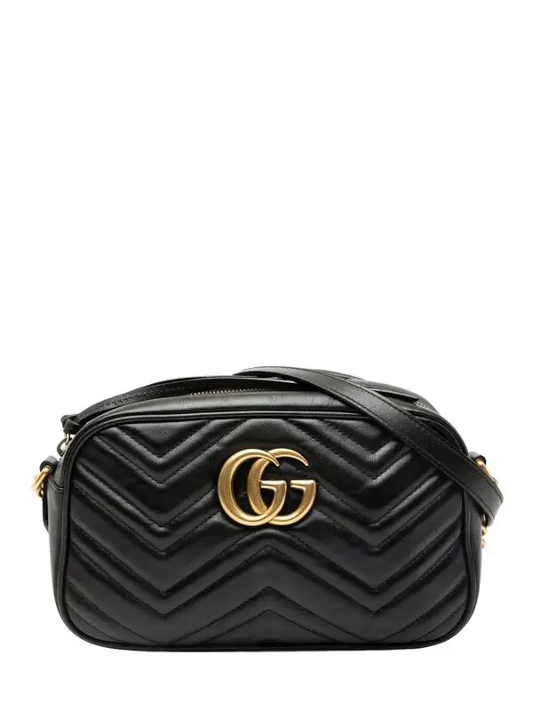 Gucci Small Gg Marmont Matelassé Leather Crossbody Bag - Black