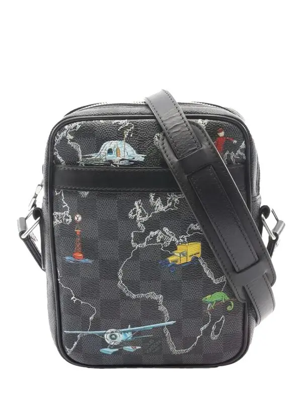 LOUIS VUITTON Damier Graphite Renaissance Map Danube Slim Pm - Black