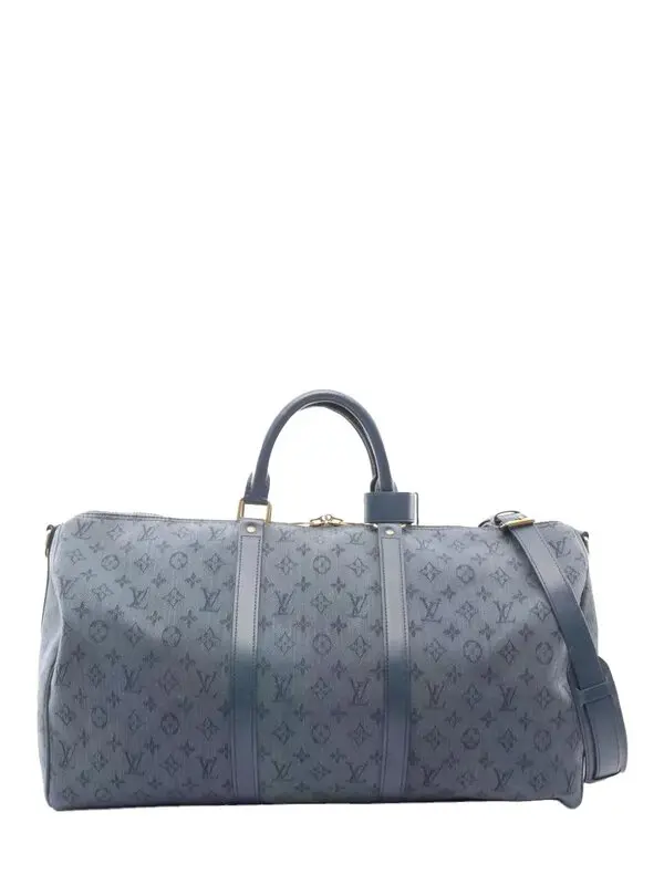 LOUIS VUITTON Monogram Denim Keepall Bandouliere 50 Travel Bag 2021-2025 - Blue