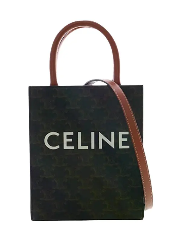Celine 2023 Mini Triomphe Coated Canvas Vertical Cabas Satchel - Brown