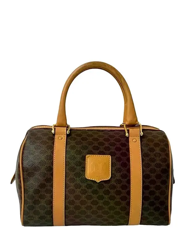 Celine Macadam Coated Canvas Boston Bag - Brown