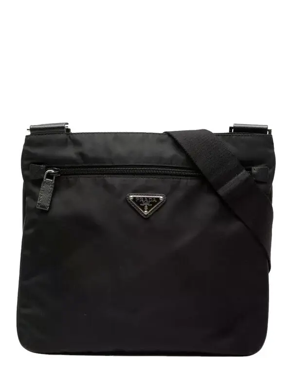 Prada Tessuto Zip Top Crossbody Bag - Black