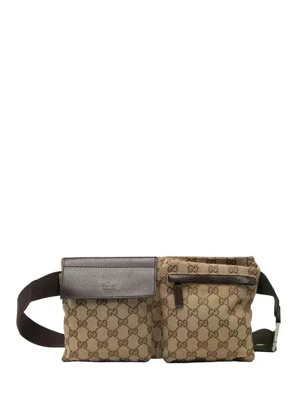 Gucci Gg Canvas Double Pocket Belt Bag - Brown