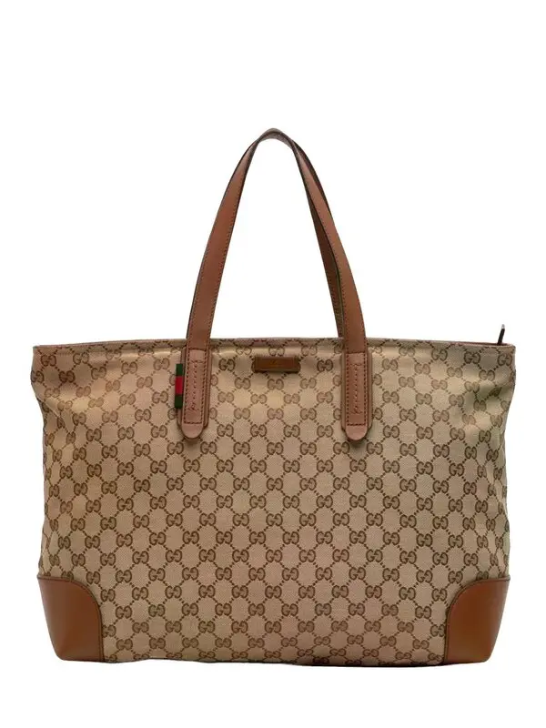 Gucci Gg Canvas Web Tote Bag - Brown