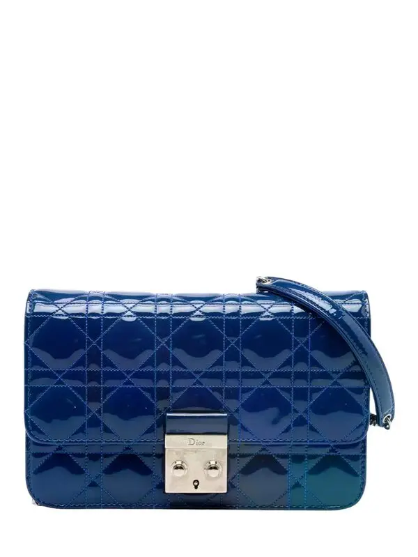 Dior 2016 Patent Cannage Miss Promenade Crossbody Bag - Blue