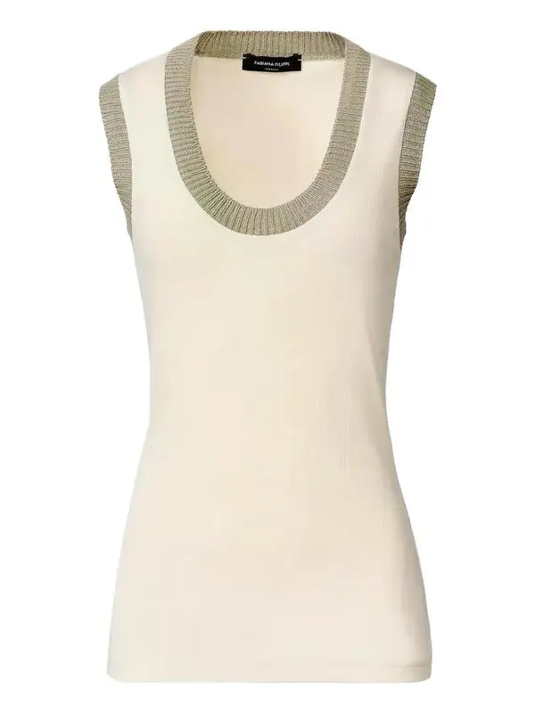 Fabiana Filippi Sleeveless Ribbed Top - Neutrals