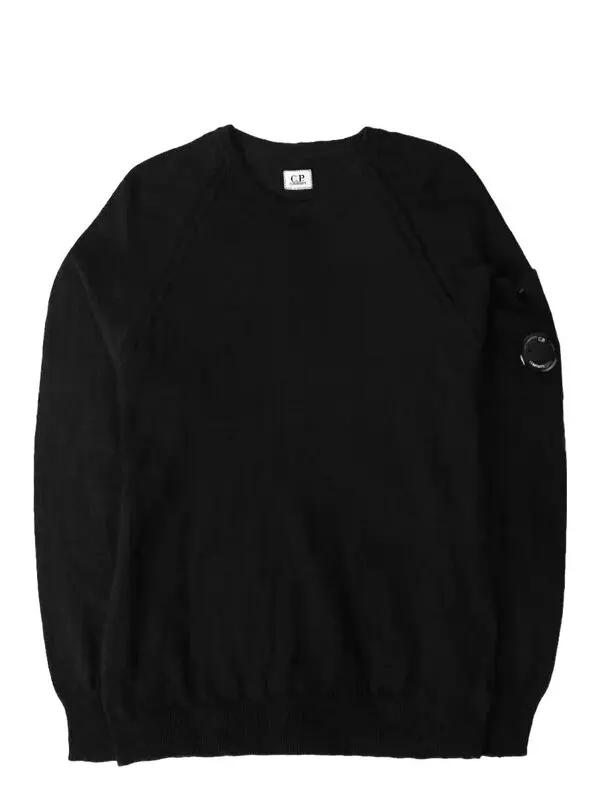 C.P. COMPANY Knitted Crew Neck Sweater With Patch - Black