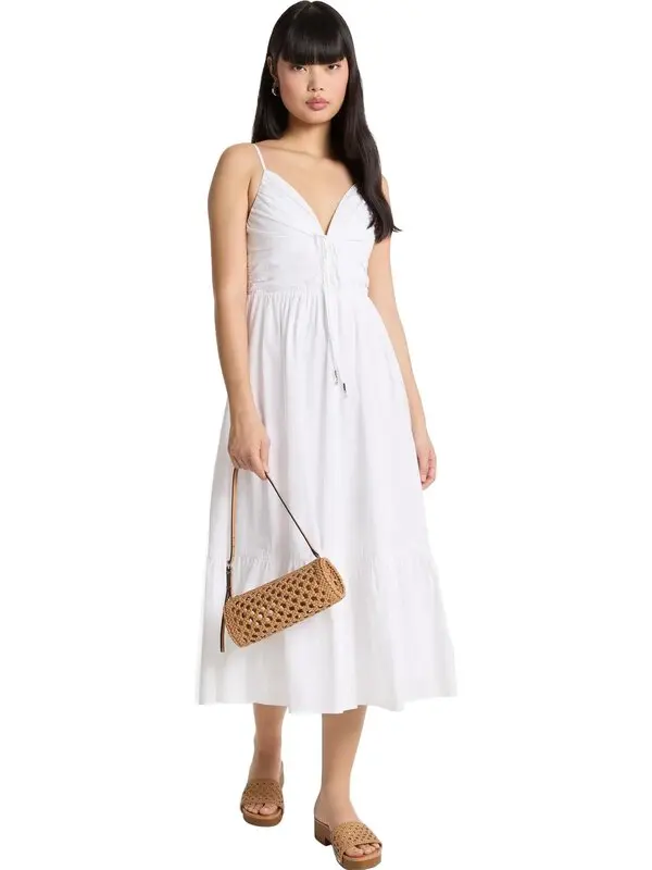 Michael Kors Cotton Poplin Midi Dress - White