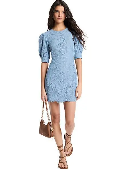 Michael Kors Floral Lace Mini Dress - Blue