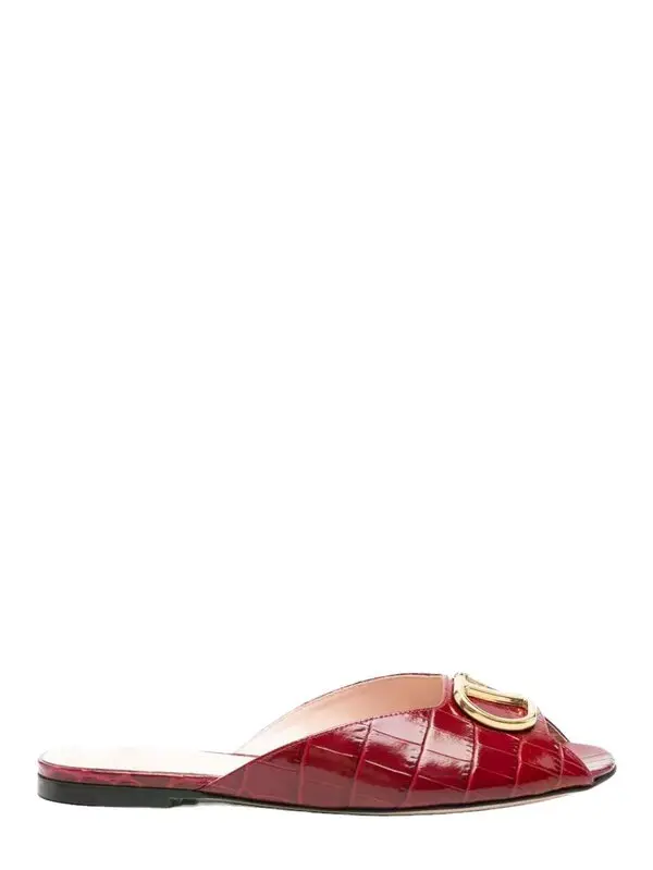 Valentino Garavani Logo-plaque Leather Sandals - Red