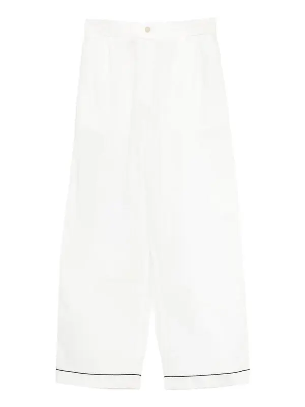 FORTE_FORTE Piped Trousers - White