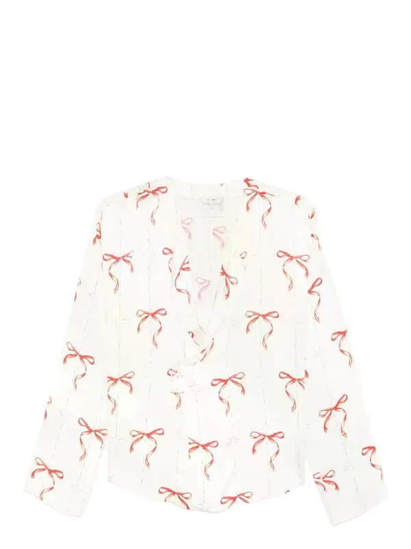FORTE_FORTE Bow-print Shirt - White